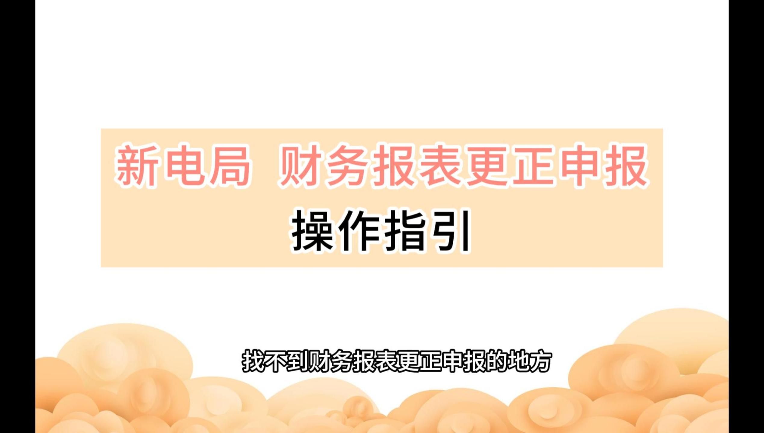 新电局—财务报表更正申报操作指引