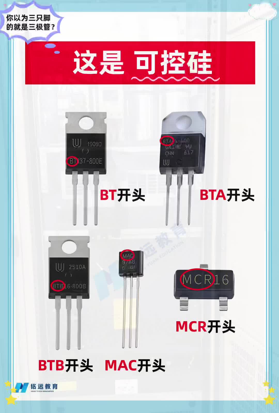 你以为三只肢的就是三极管,大错特错,还有可控硅管,MOS管,肖特基...