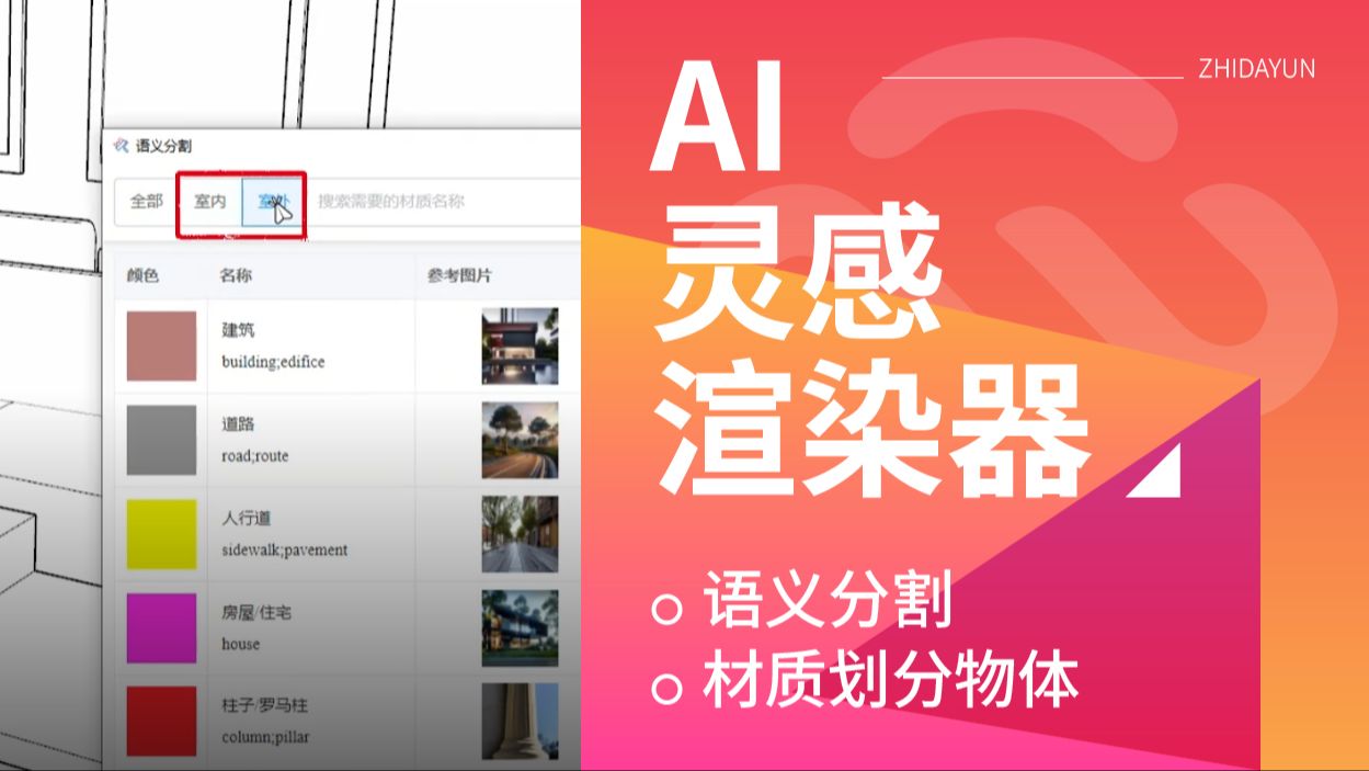 AI灵感渲染器,语义分割支持材质区分物体!
