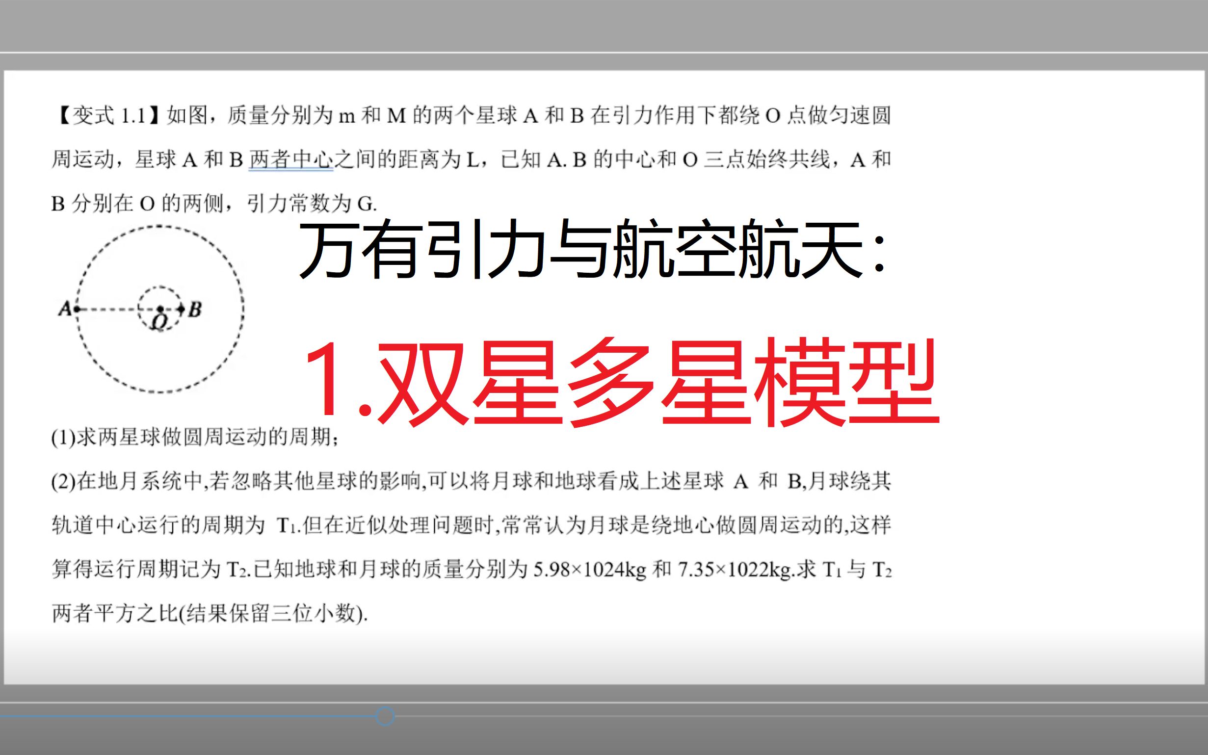 【9万有引力与航空航天】1.双星多星