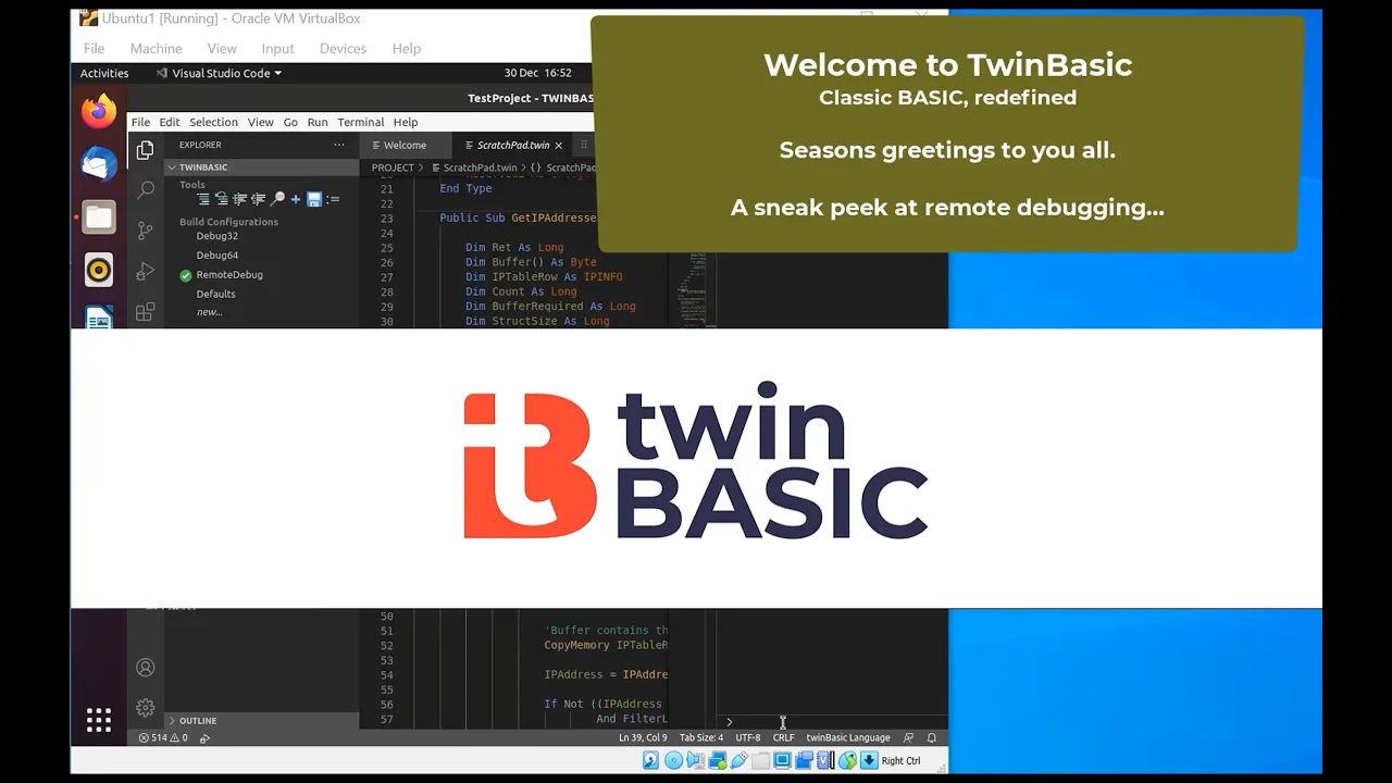 twinBASIC - 远程调试应用程序(先睹为快)