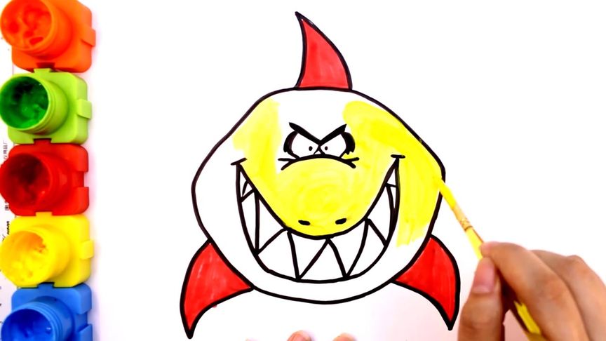 教小朋友画凶猛的鲨鱼简笔画!儿童绘画教程!