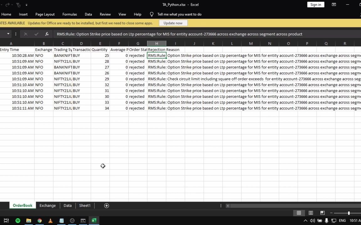 Trade From MS Excel Zerodha and AliceBlue Using python code| 使用 ...