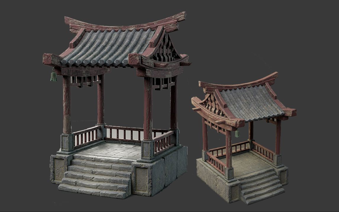3dmax古风场景“凉亭”建筑模型建模思路 从拉box开始,简单场景模型...