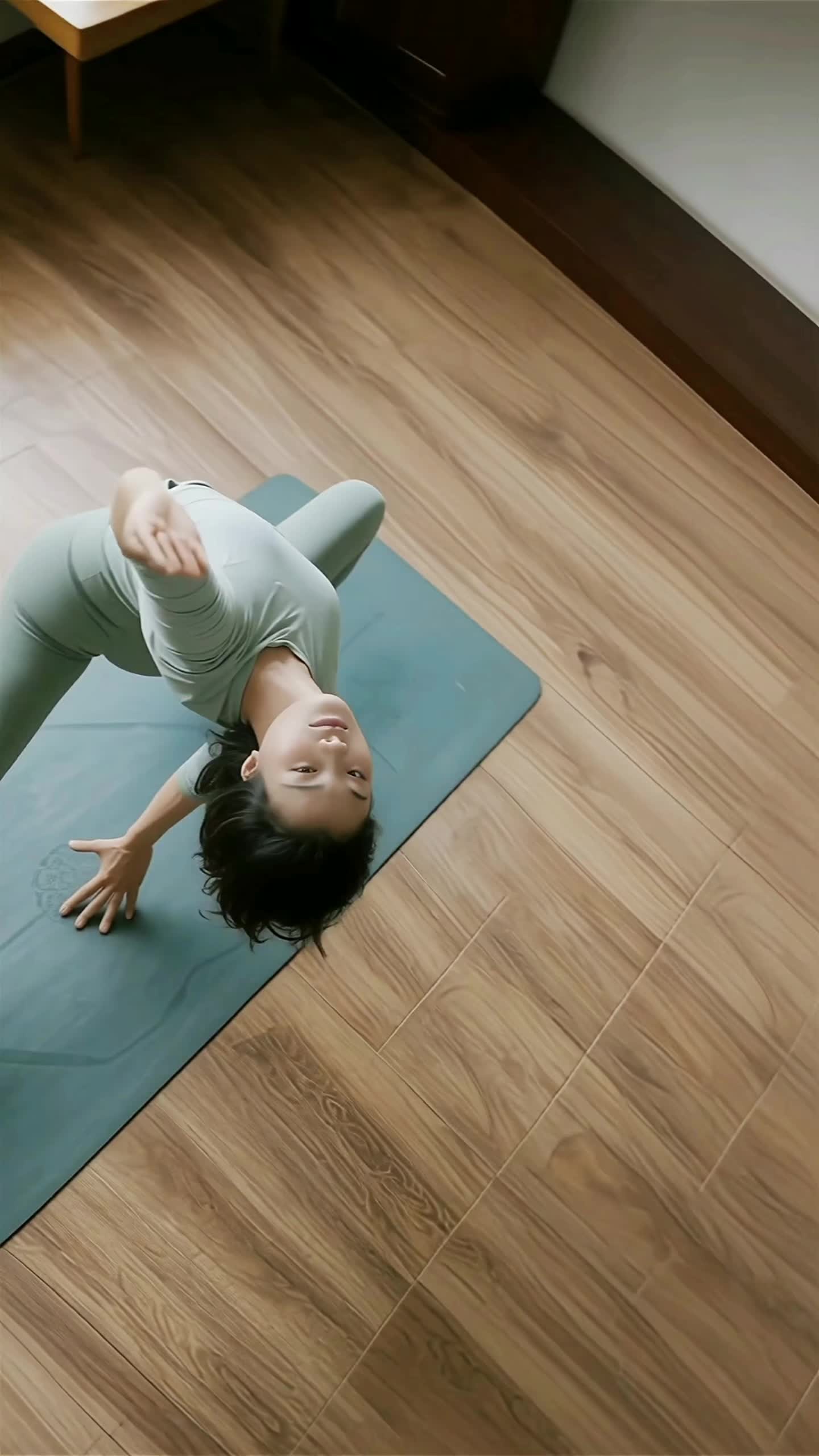 镜头环绕拍摄的静态瑜伽太绝了!从多个角度呈现身体线条的美感,每一...