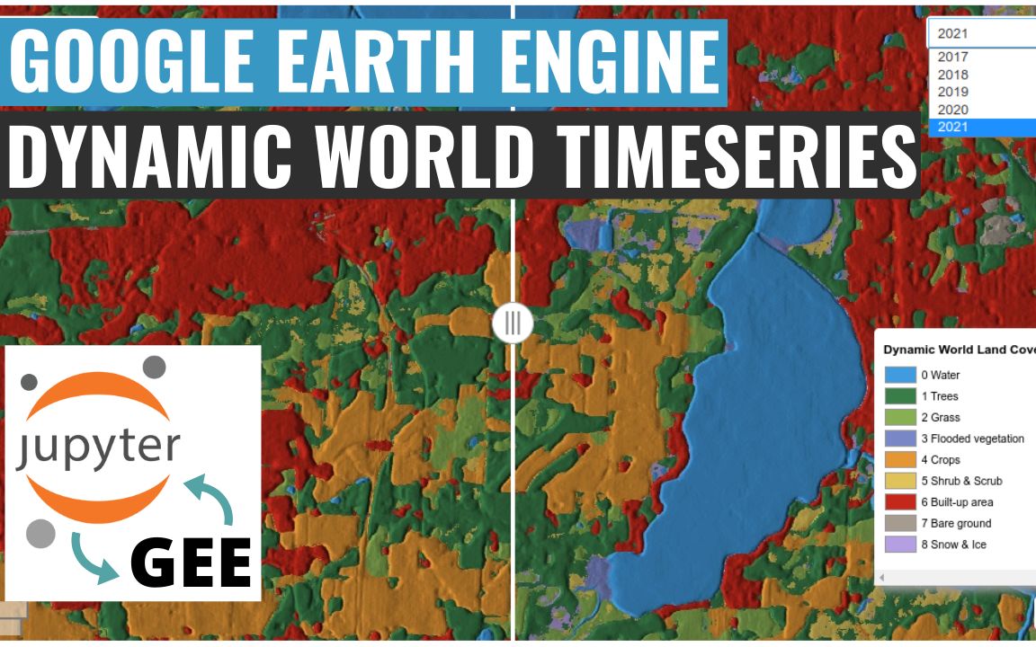 GEE 教程116:如何用一行代码生成全球土地覆盖的时间序列(按年/月/...