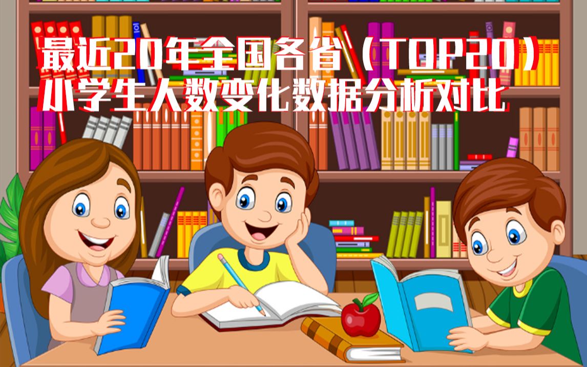 最近20年全国各省(TOP20)小学生人数变化数据分析对比