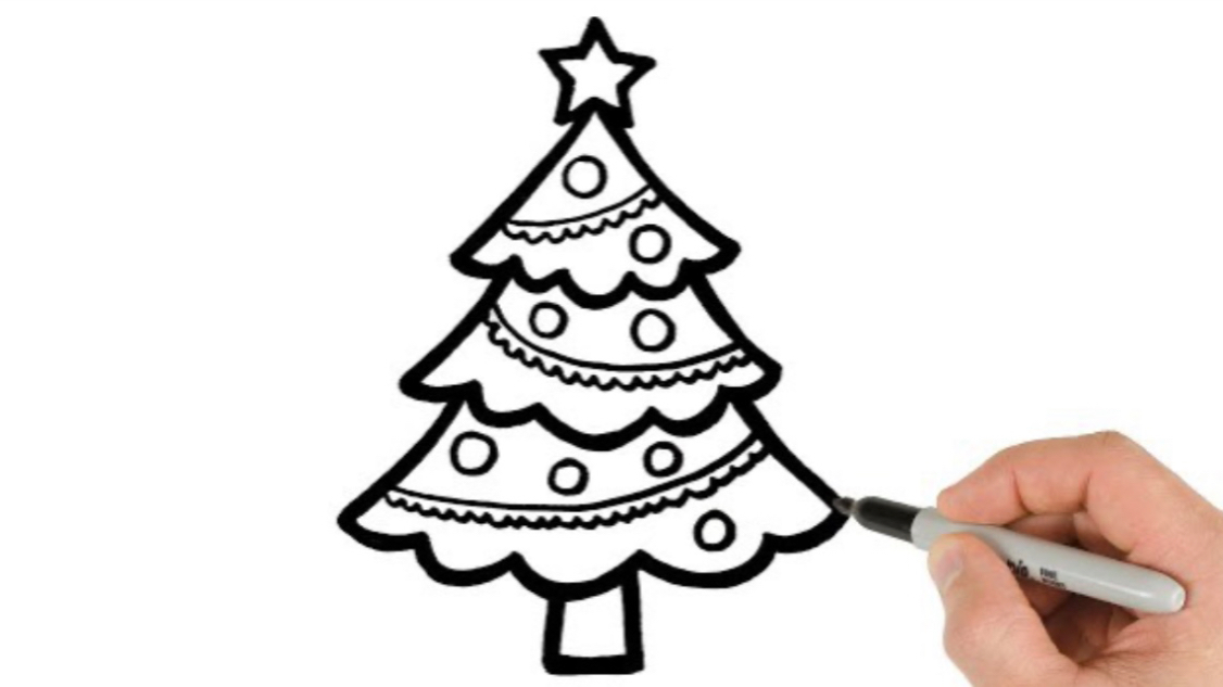 圣诞树ߎ�儿童简笔画 ߎ�零基础圣诞树手绘