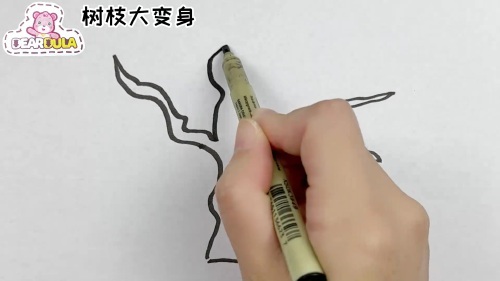树枝大变身简笔画怎么画,绘画一棵漂亮又茂密的大树
