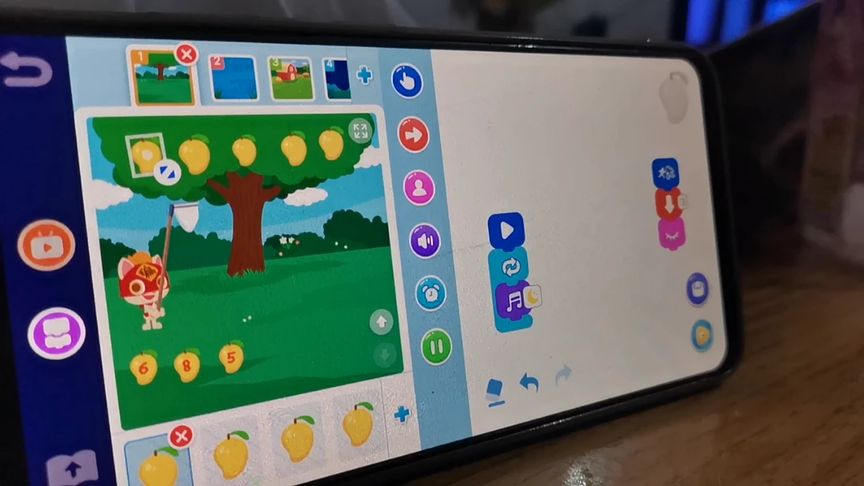弟弟自己设计的编程作品,可以制作教学课件了。