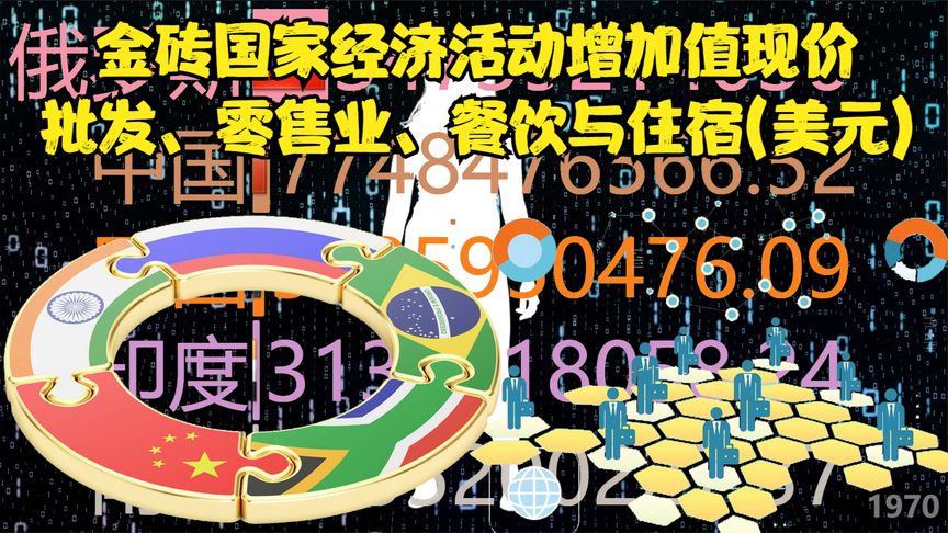 金砖国家经济活动增加值现价-批发、零售业、餐饮与住宿(美元)