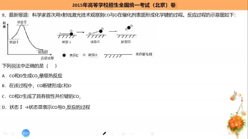 X射线使CO与O在催化剂表面形成化学键过程,下列说法中正确的是?
