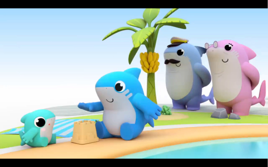 幼儿英语早教动画 鲨鱼宝宝和鲨鱼一家 英语儿歌