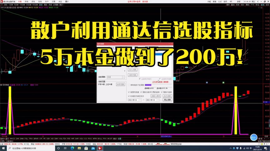 散户利用通达信选股指标,5万本金做到了200万!