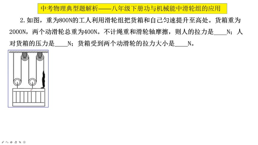 初二物理:工人用滑轮组提升货箱 ,计算人的拉力和人对货箱压力