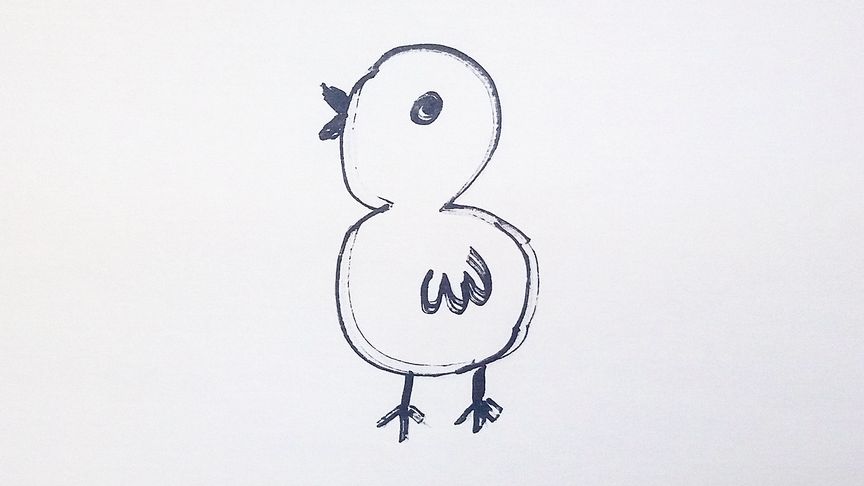 分享一个简笔画小技巧:怎么用数字3简单几笔画出一个小鸡
