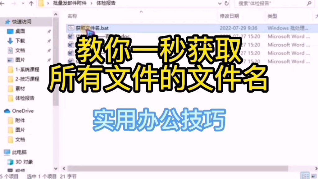 一分钟学会如何一秒钟获取文件夹内所有文件的文件名
