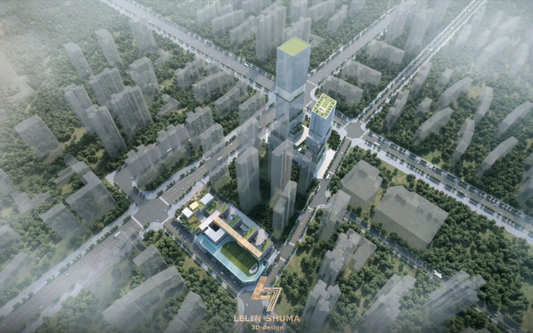 3DMAX VRAY 珠海传媒城市更新项目 学校、传媒用地方案 三维动画