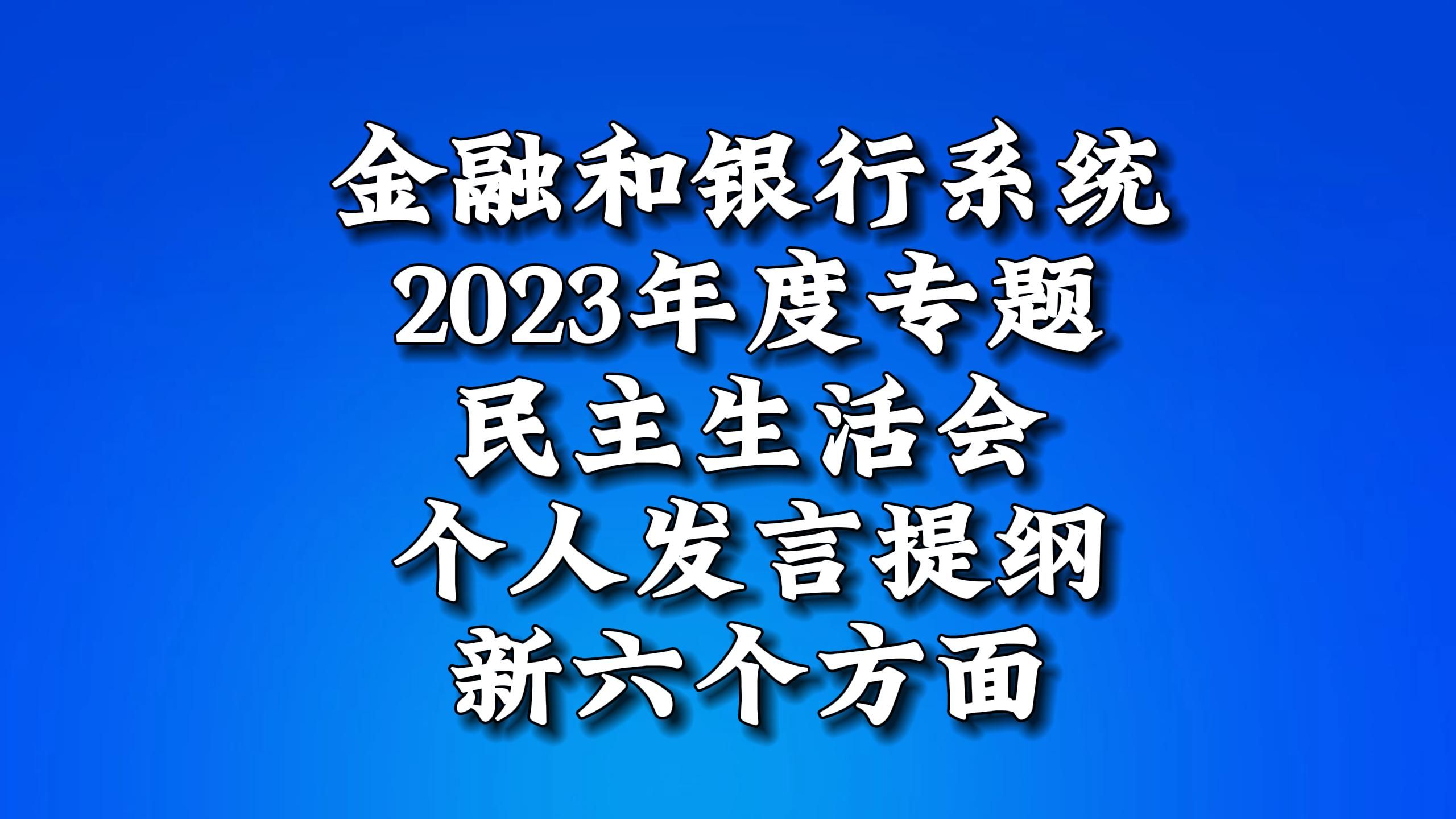 金融和银行系统 干部 2023年度 专题民主生活会个人发言提纲 新六个...