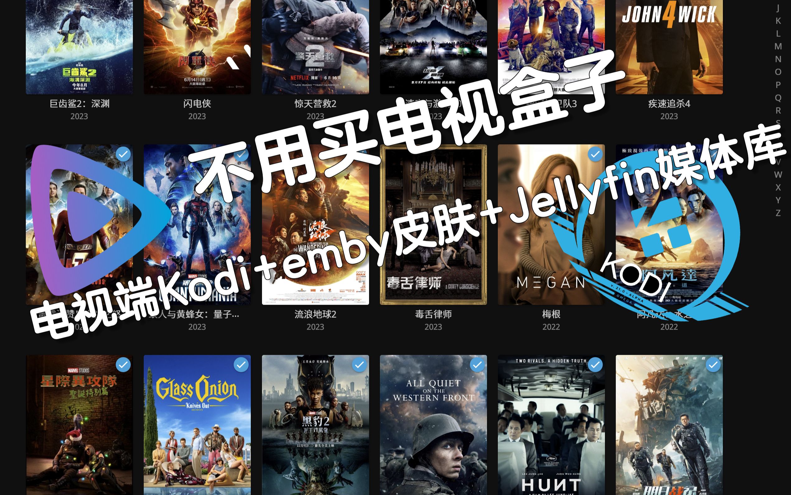 电视端Kodi+Embuary皮肤+Jellyfin效果演示