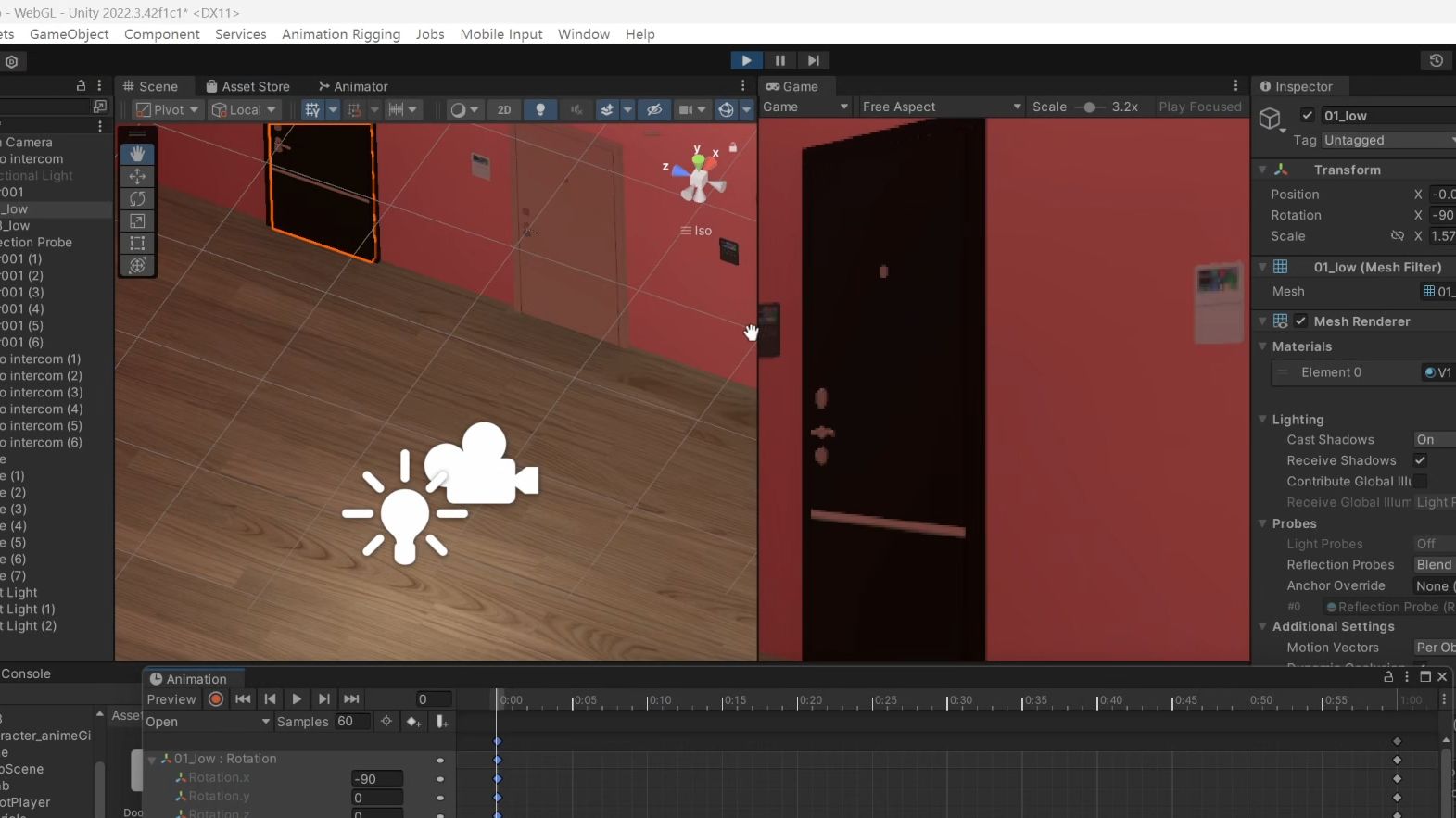 【Unity3D】制作门的开关动画