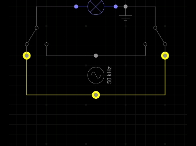 三种双控开关接法与控制原理电路仿真图߇