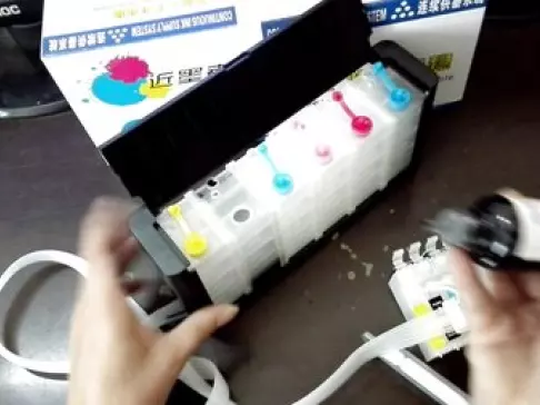 近墨者 EPSON R290 T50 R330防回流连供加墨水排空气视频
