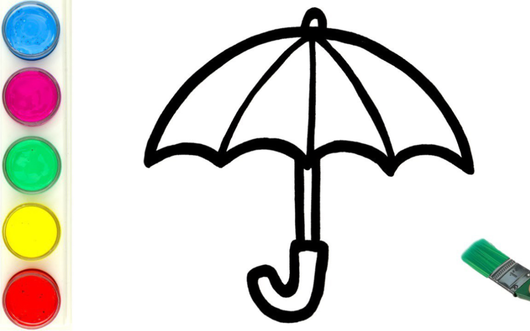 画个雨伞祝宝宝们元旦节快乐!假期别忘画画哦,亲子简笔画涂色