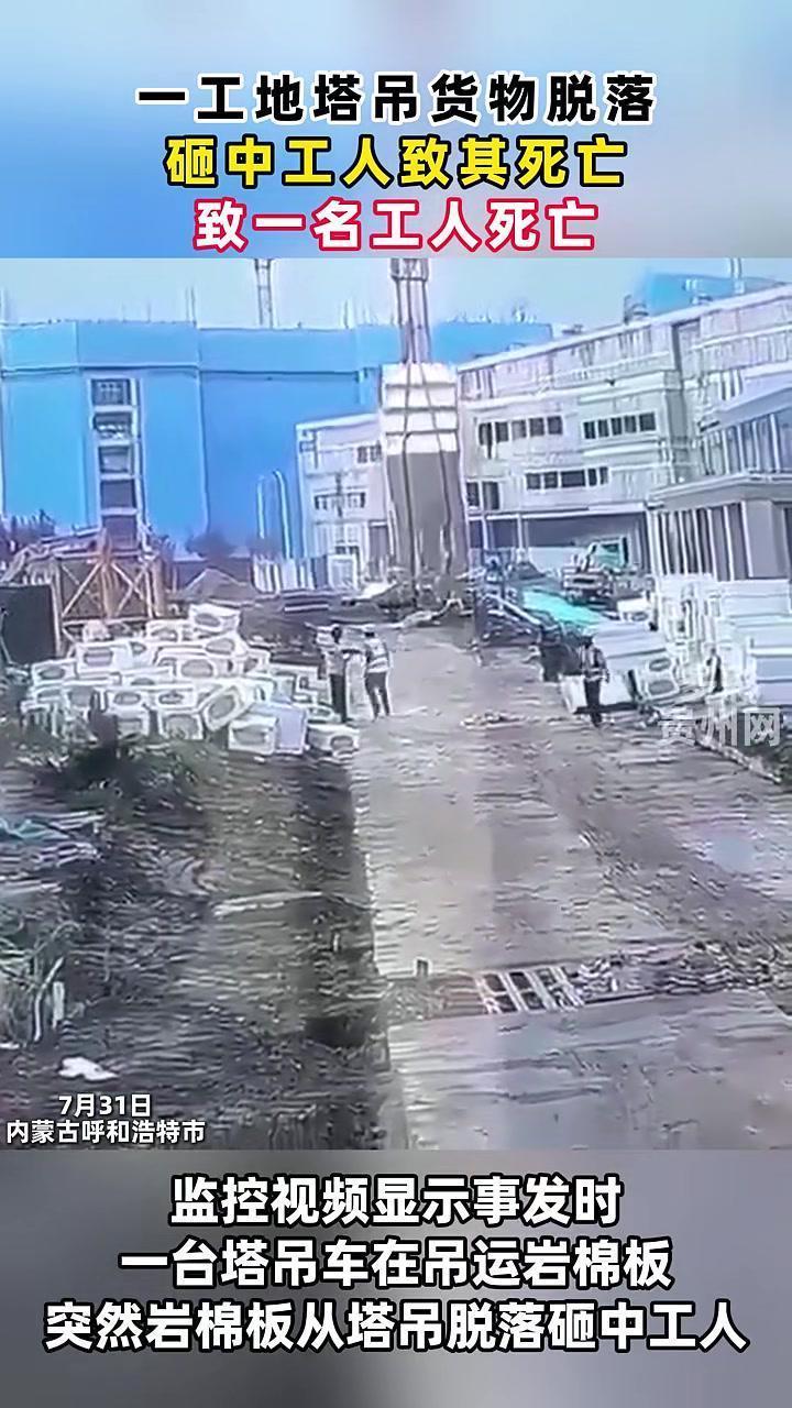 一工地塔吊货物脱落砸中工人致其死亡致一名工人死亡