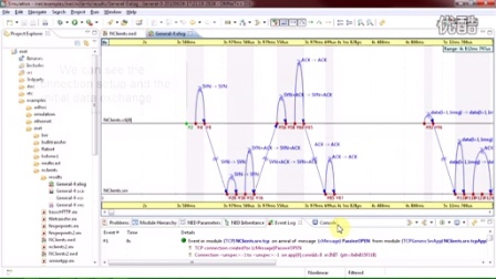 OMNeT++ Sequence Chart - TCP Connection Setup