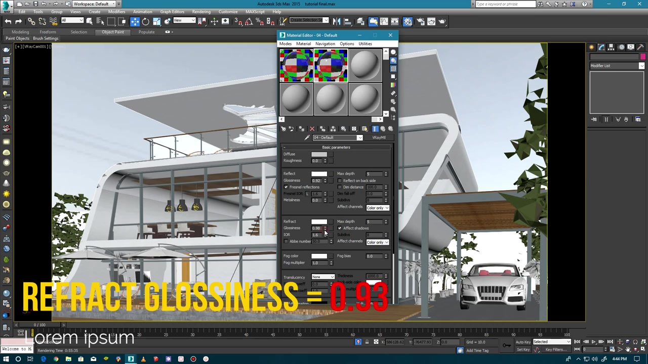 V-Ray 3Dsmax建筑玻璃教程| 清玻,反光玻璃,彩色玻璃.