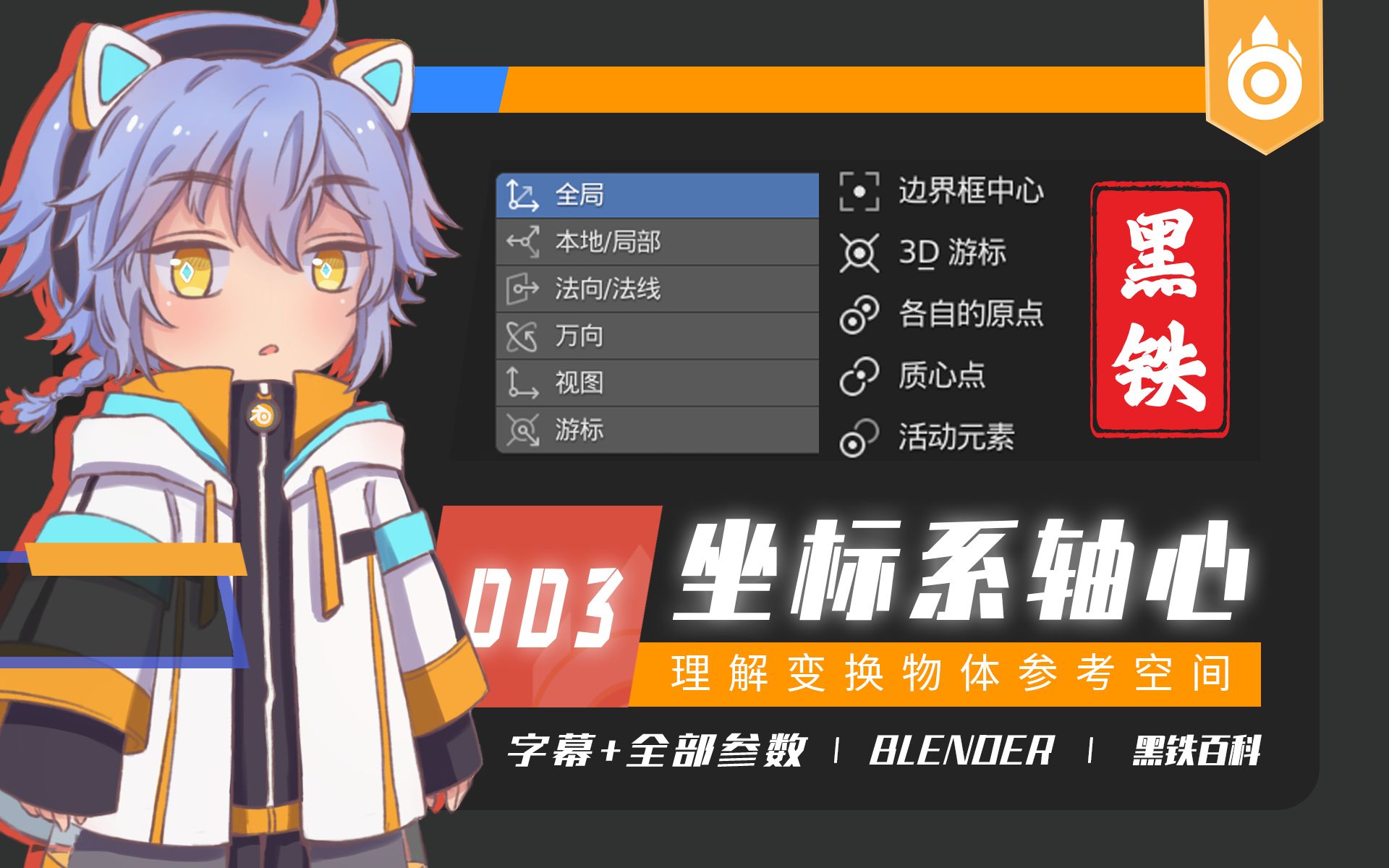 【黑铁Ⅱ百科003】Blender 2.9-3.0变换坐标系与轴心点(不敷衍+普通...
