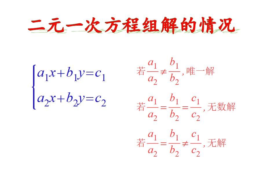 二元一次方程组解的情况