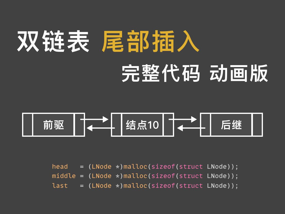 带头节点的双链表 尾插法,数据结构与算法动画版