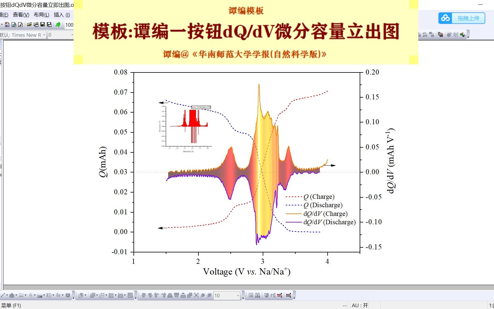 5秒搞定!只需谭编一按钮dQdV微分容量立出图