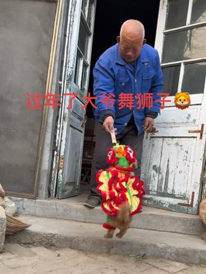过年了大爷舞狮子