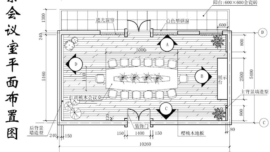CAD知识:会议室平面布置图的制作,要掌握的有,图层、标注、门~