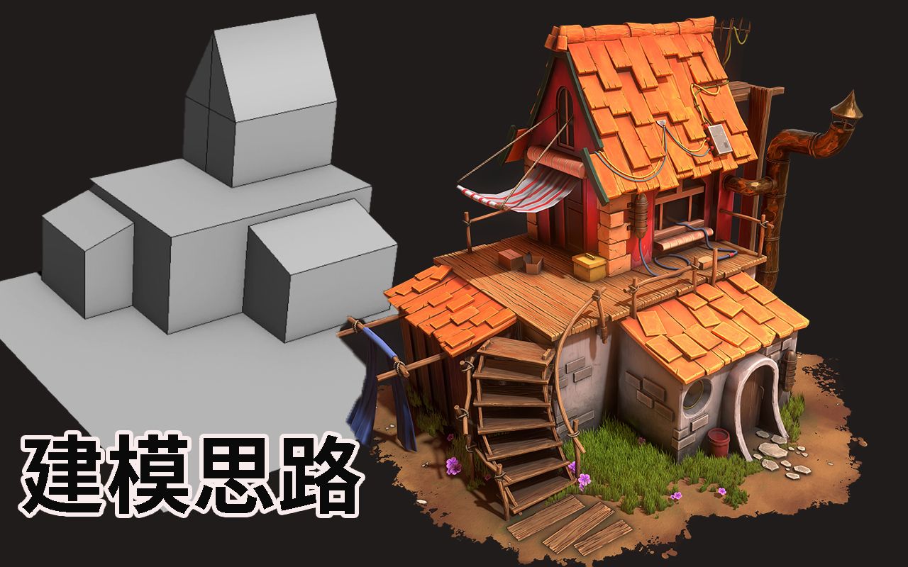 3dmax房子建模思路丨5分钟展示游戏里面小房子的制作过程