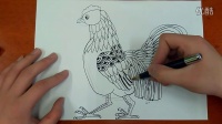 动物装饰-大公鸡色彩装饰画起稿人美版美术五年级下册跟李老师学画画