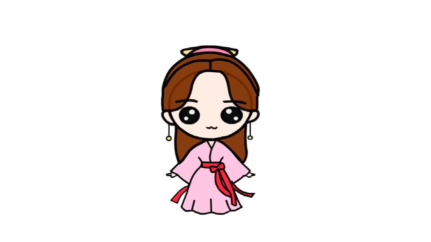 古代Q版公主简笔画教程,儿童宝宝幼儿学画漂亮小姐姐,美术绘画