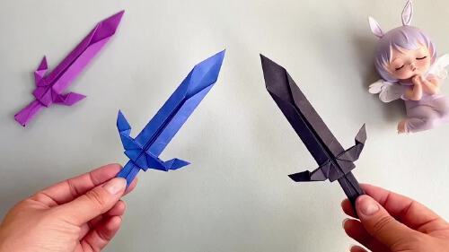 简单又帅气的折纸宝剑,简单易学,快快给你家宝贝折一个吧!