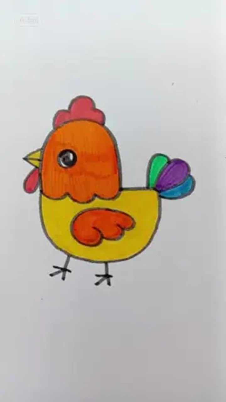 超级简单的大公鸡画法简笔画 画画 一起学画画 儿童简笔画 儿童画教程