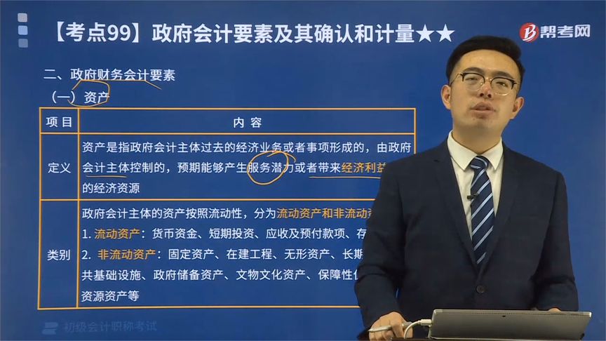 听帮考网孙超凡老师讲政府财务会计要素资产是什么?有哪些类别?