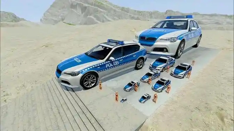 车祸模拟器:大、小警车楼梯极限挑战实录