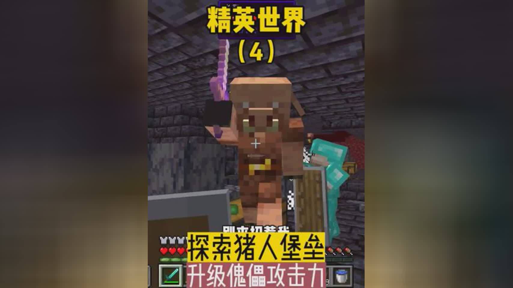 精英世界(4)-探索下界猪灵堡垒,升级傀儡攻击力#我的世界 #mc不灭 #...