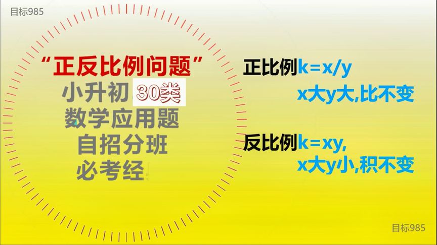 ߌ�【正反比例问题】小学数学30类经典应用题,择校分班必考
