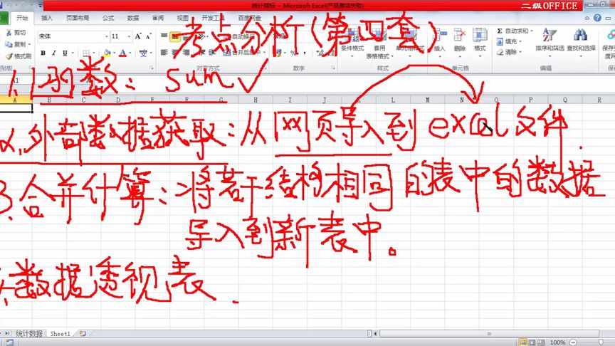 二级excel必考题之——网页数据导入,合并计算,跟老师学习