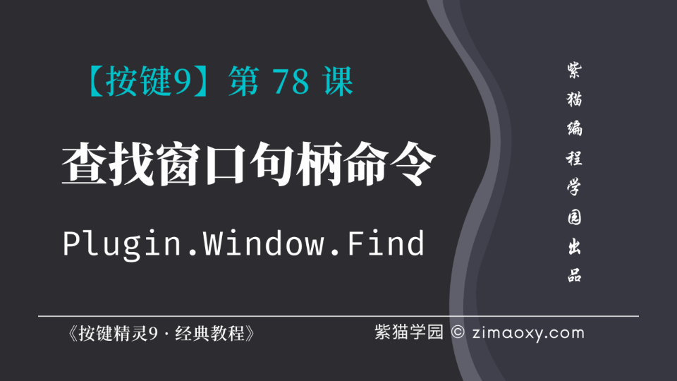 【按键9】第78课 查找窗口句柄命令Plugin.Window.Find - 《按键精灵9 ...