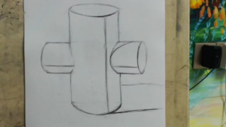 素描基础入门圆柱穿插体的暗面画法