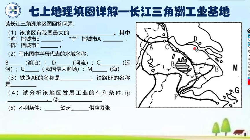 七上地理填图详解—长江三角洲工业基地